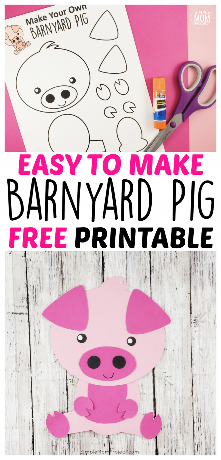 Easy Cut and Paste Pig Craft Activity for Preschool Kids