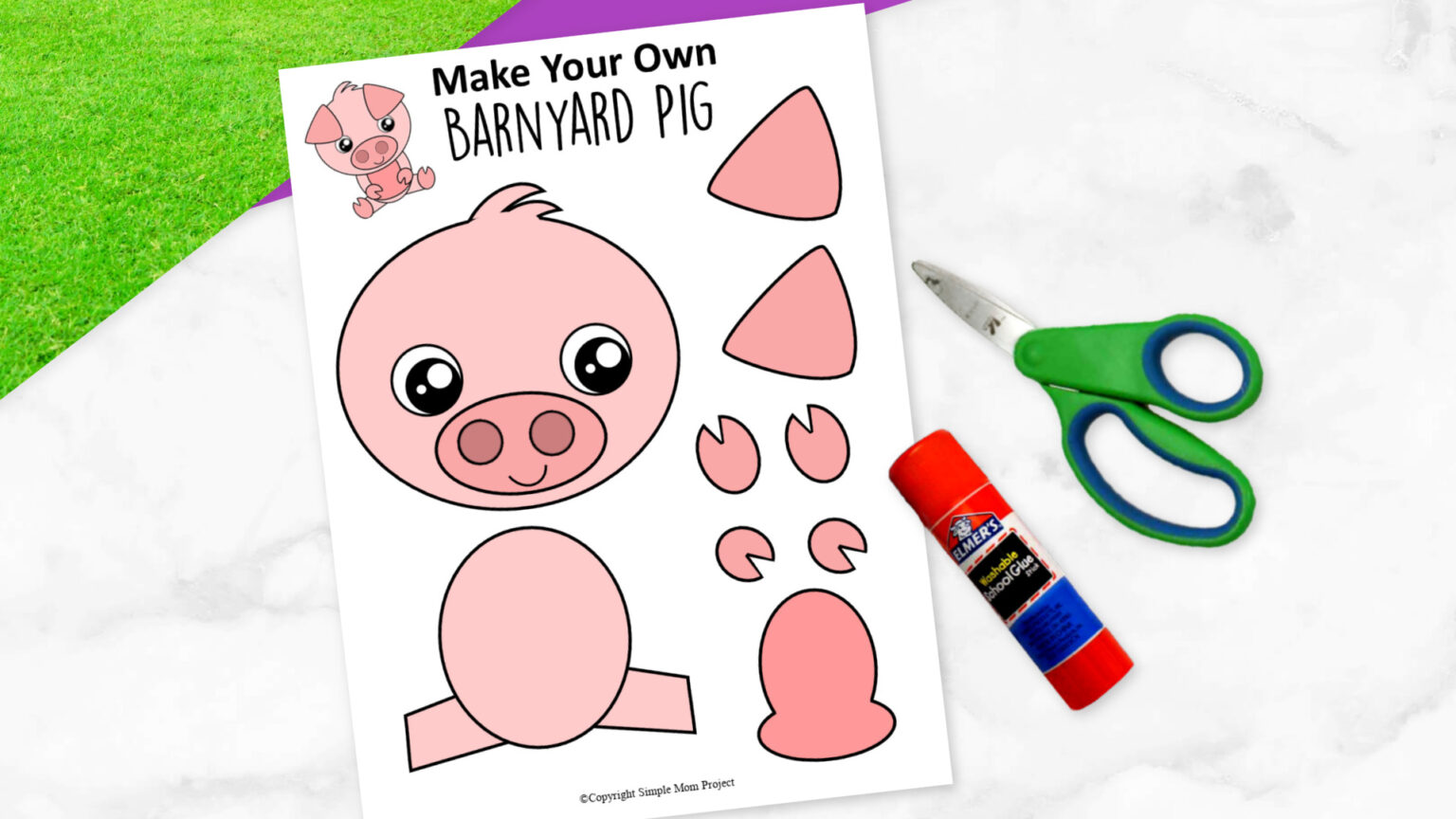 Easy Cut and Paste Pig Craft Activity for Preschool Kids