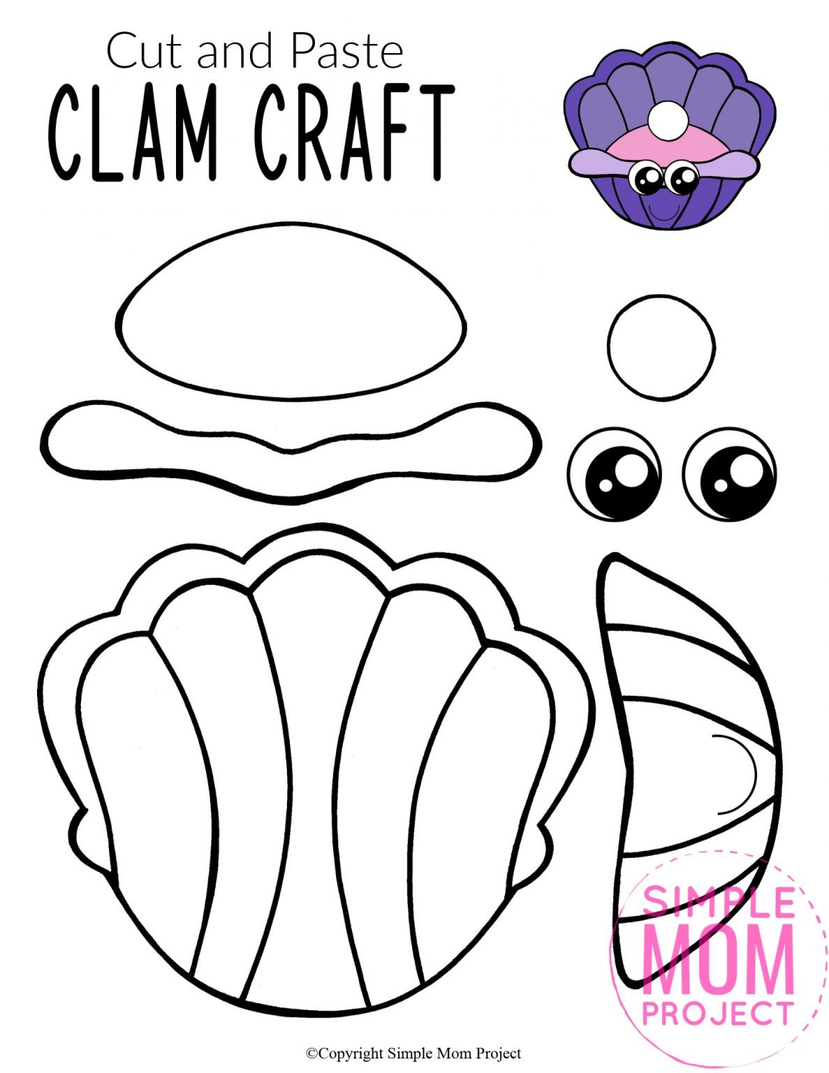 Fun Clam Shell Craft for Kids with Free Clam Template