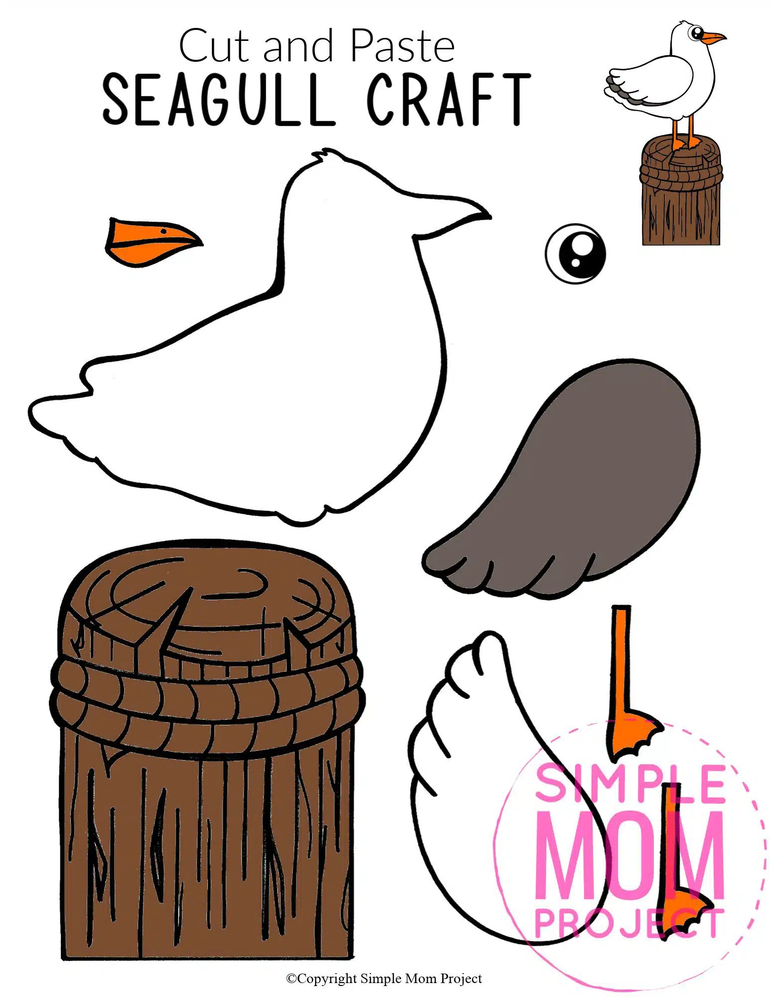 Easy DiY Seagull Craft for Kids with Free Template – Simple Mom Project