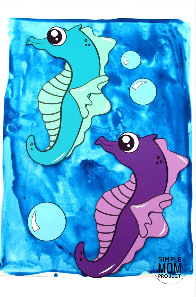 Fun Seahorse Craft for Kids with Free Seahorse Template