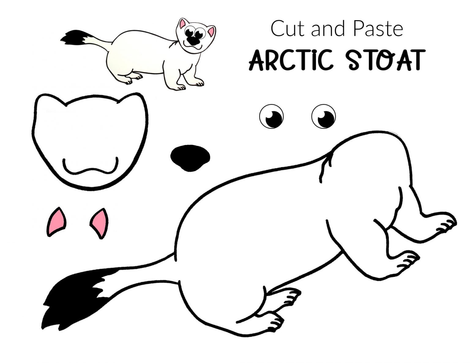 Easy Printable Arctic Animal Stoat Craft for Kids