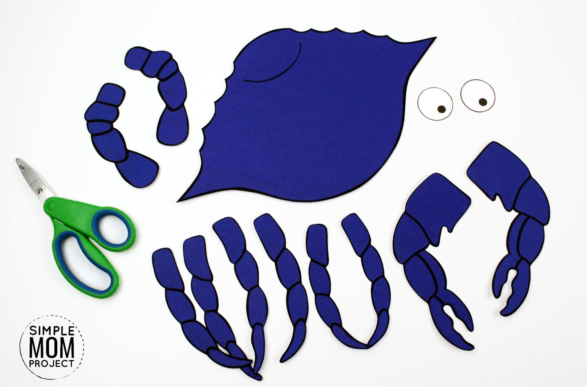 Fun Cut and Paste Blue Crab Craft for Kids - Simple Mom Project