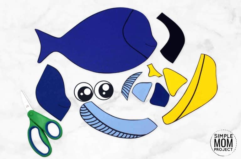 Cut and Paste Blue Tang 'Dory' Craft for Kids with Free Template