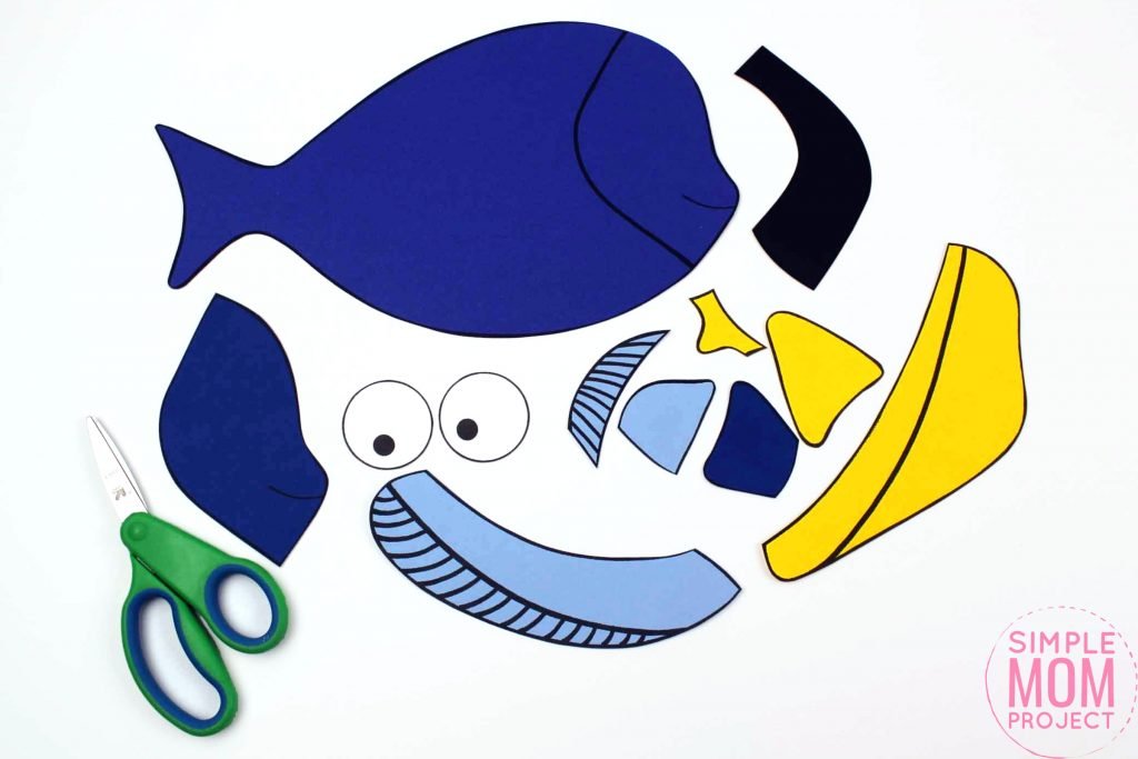Cut and Paste Blue Tang 'Dory' Craft for Kids with Free Template