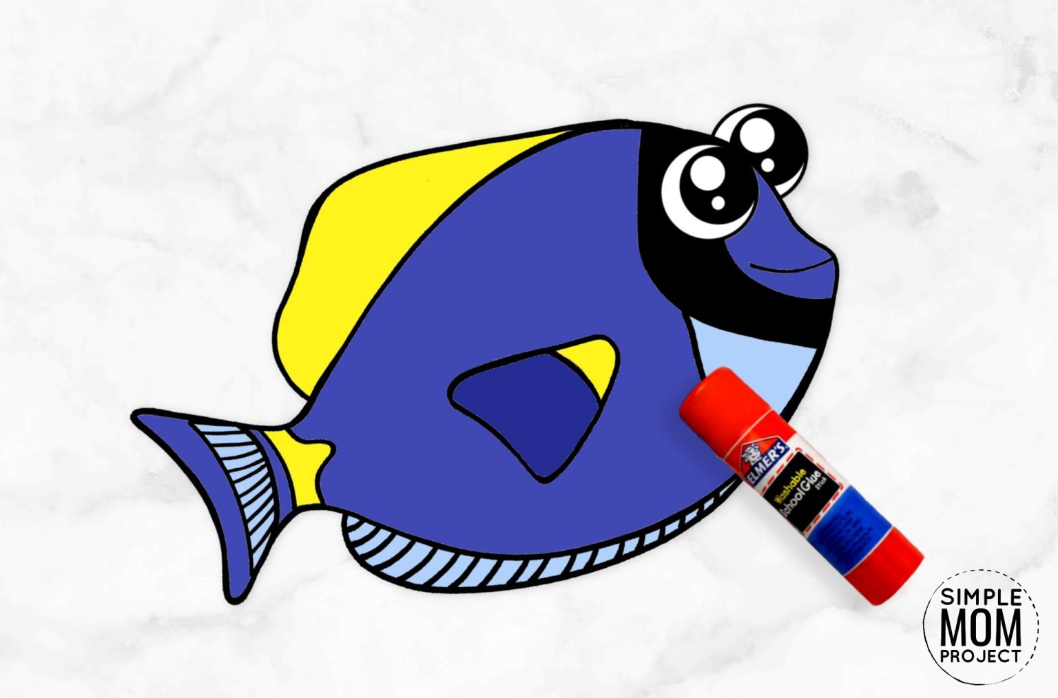 Cut and Paste Blue Tang 'Dory' Craft for Kids with Free Template