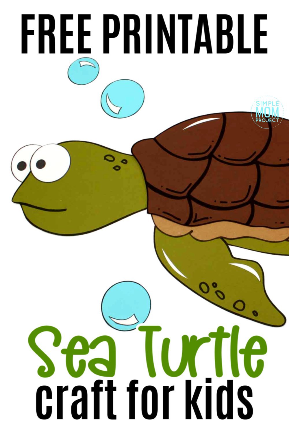 Cut and Paste Sea Turtle Craft for Kids with Free Template