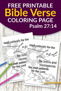 Free Printable Psalm 27:14 Bible Verse Coloring Page