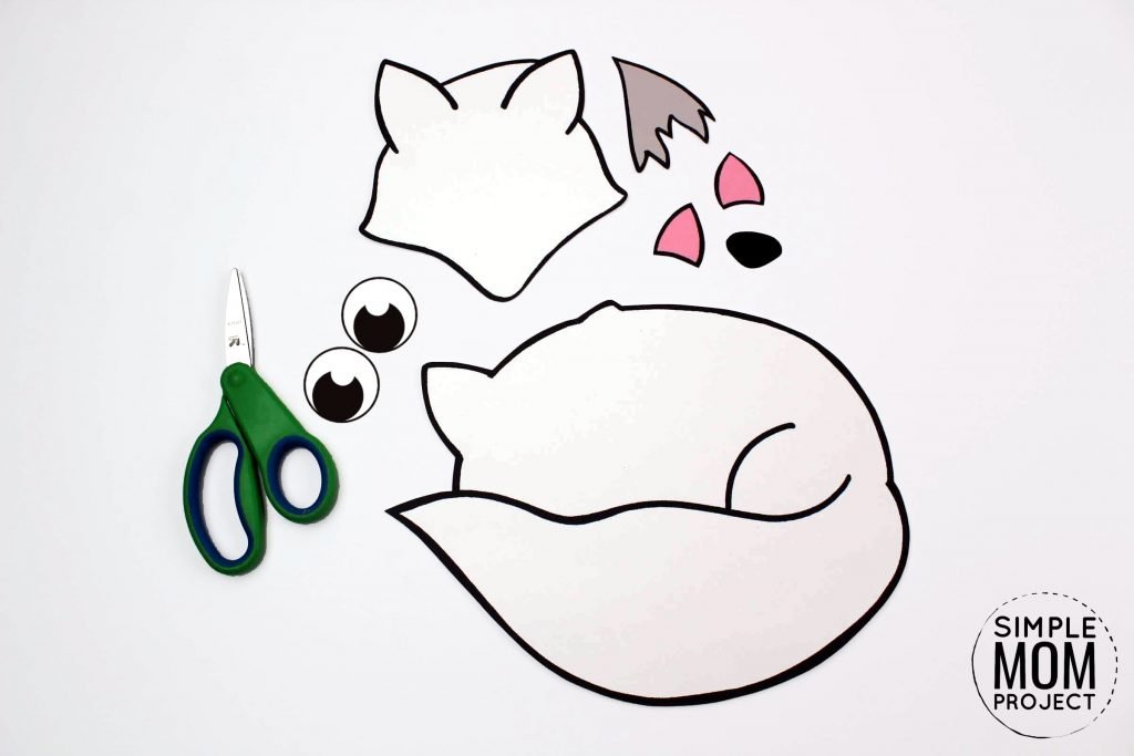Easy Cut and Paste Arctic Fox Craft for Kids - Simple Mom Project