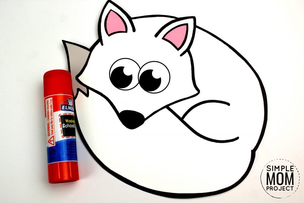 Easy Cut and Paste Arctic Fox Craft for Kids - Simple Mom Project