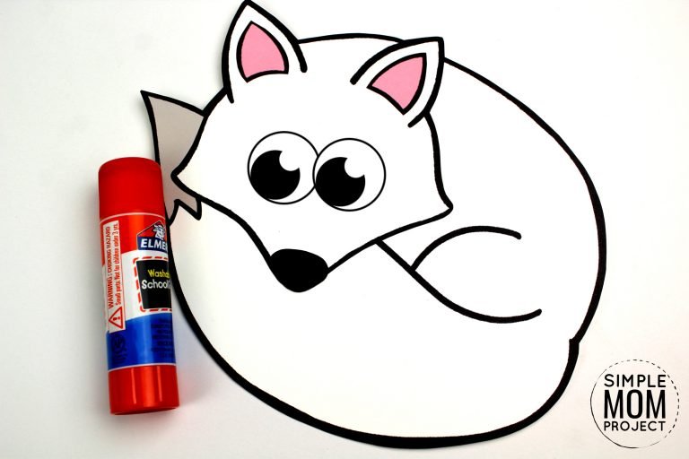 Easy Cut and Paste Arctic Fox Craft for Kids - Simple Mom Project