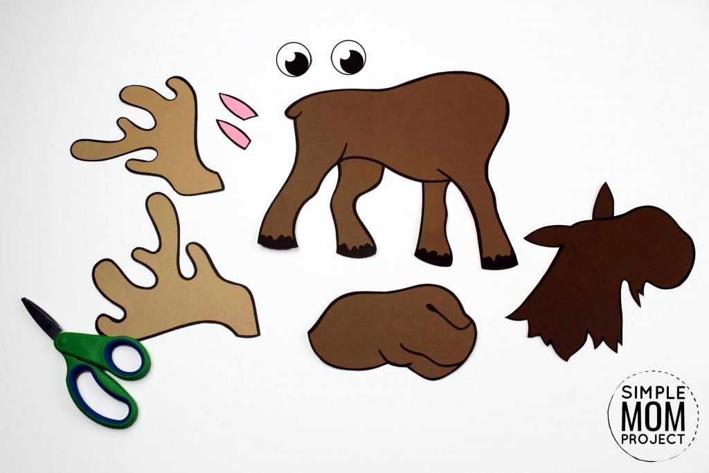 Cut and Paste Moose Craft for Kids with Free Template