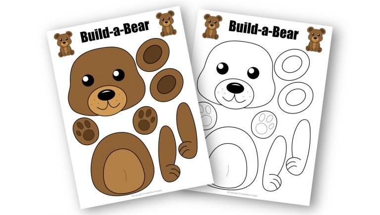 Free Printable Build-a-Bear Craft for Kids – Woodland Teddy Bear Template