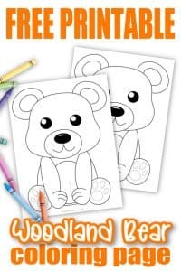 Free Printable Woodland Bear Coloring Page for Kids