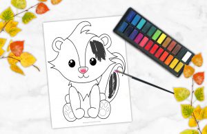 Free Printable Forest Skunk Coloring Page for Kids