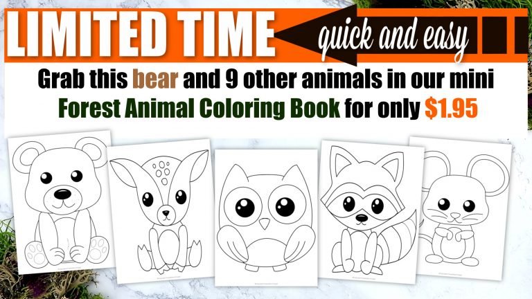 Free Printable Woodland Bear Coloring Page for Kids