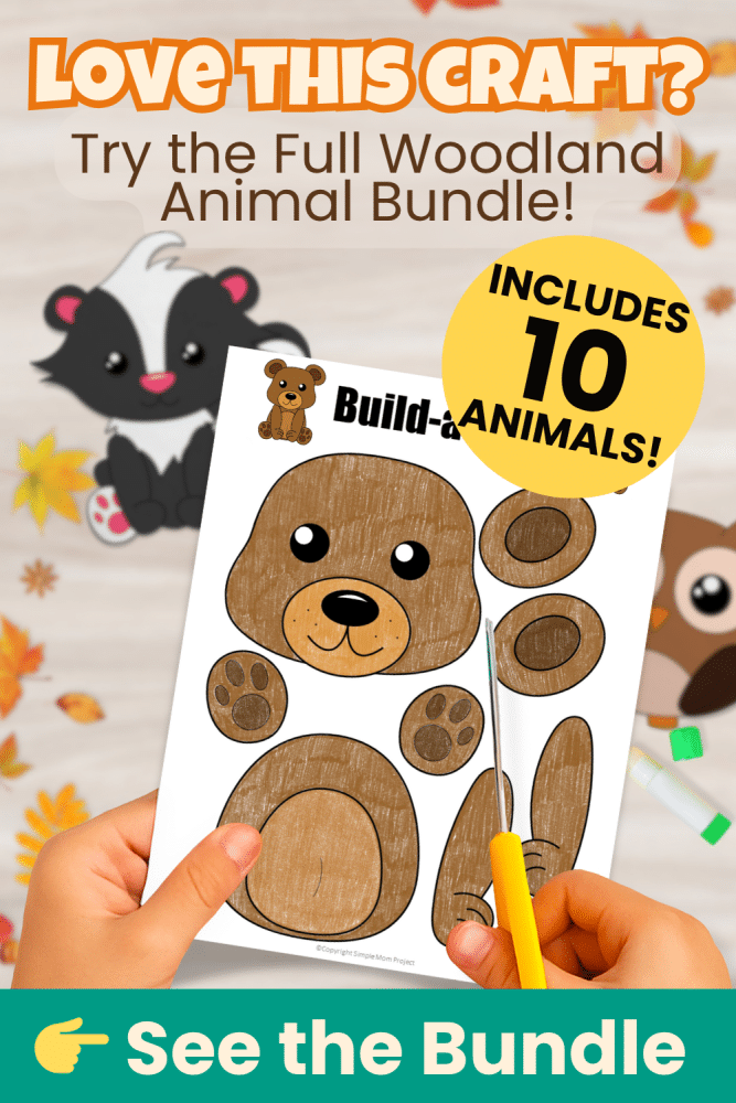 Free Printable Build-a-Bear Craft for Kids – Woodland Teddy Bear Template