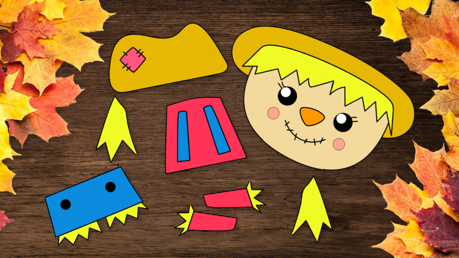 Free Printable Cut and Paste Girl Scarecrow Craft for Kids