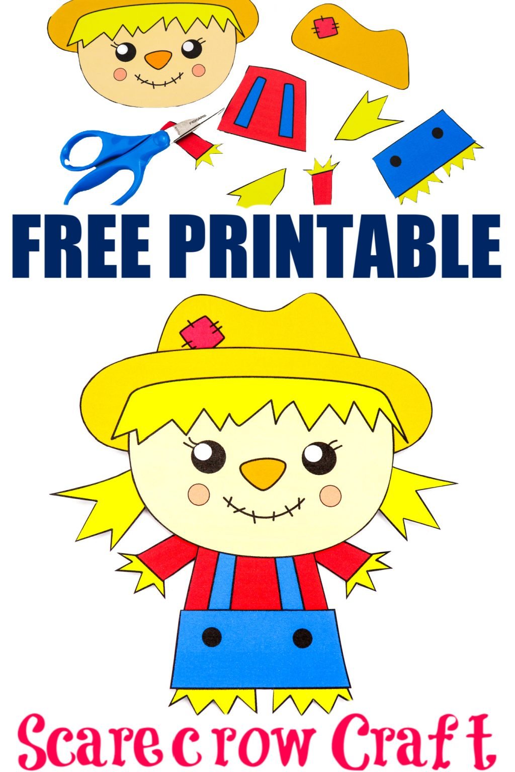 Free Printable Cut and Paste Girl Scarecrow Craft for Kids