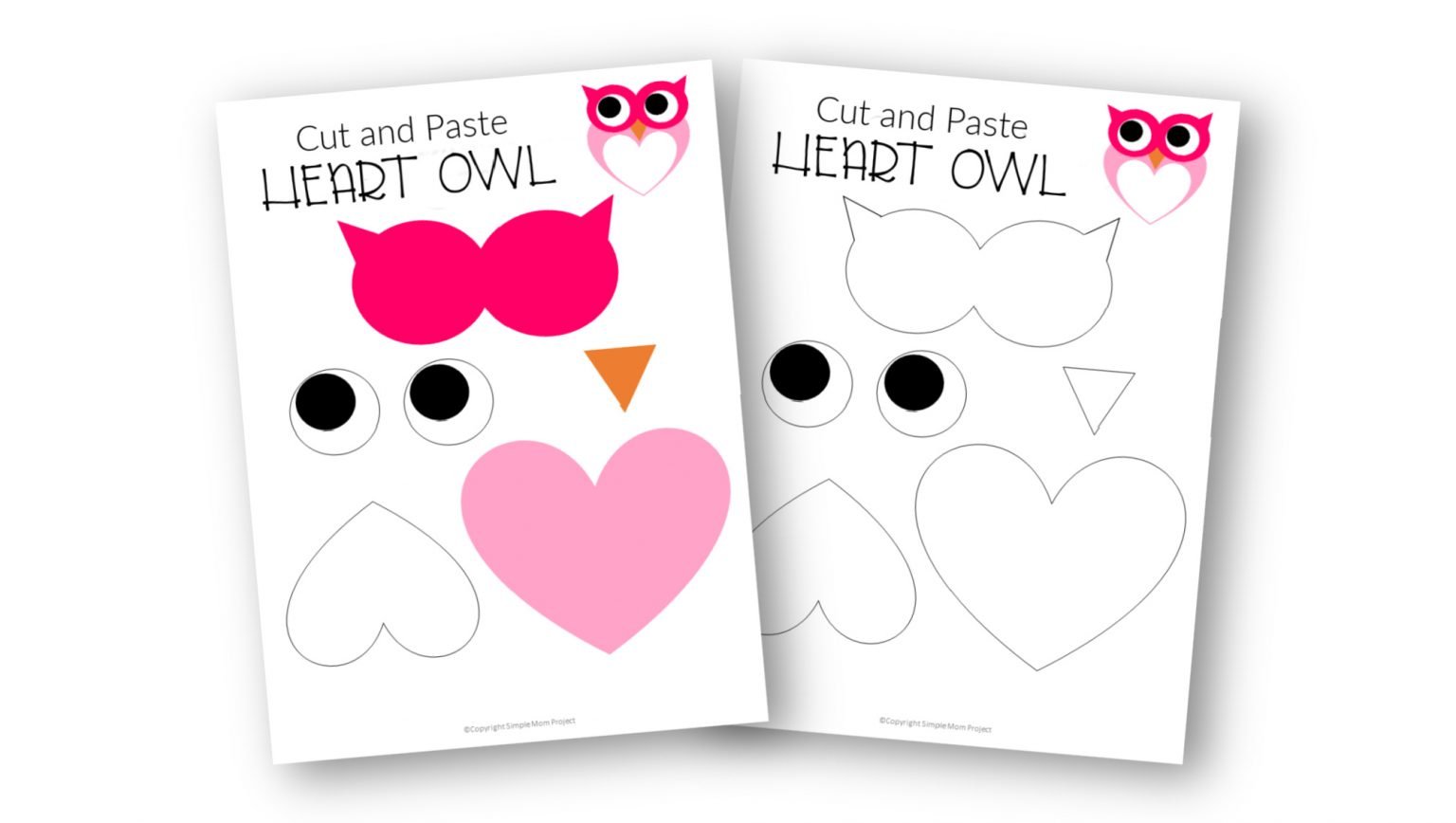 Free Printable Cut and Paste Heart Owl Craft - Simple Mom Project