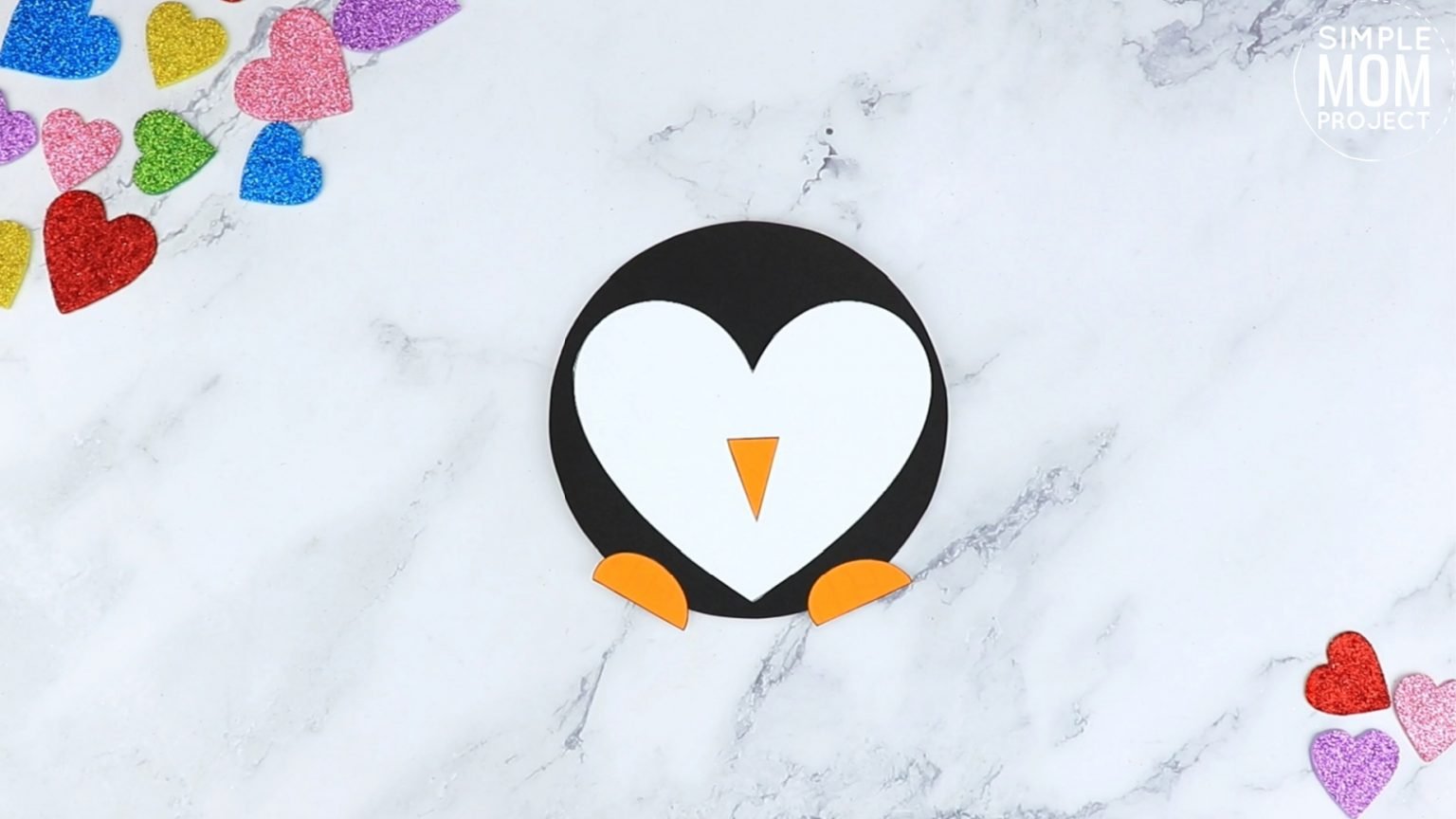 Free Printable Heart Shape Penguin Craft for Preschool