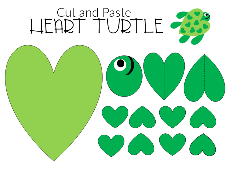 Free Printable Cut and Paste Heart Turtle Craft – Simple Mom Project