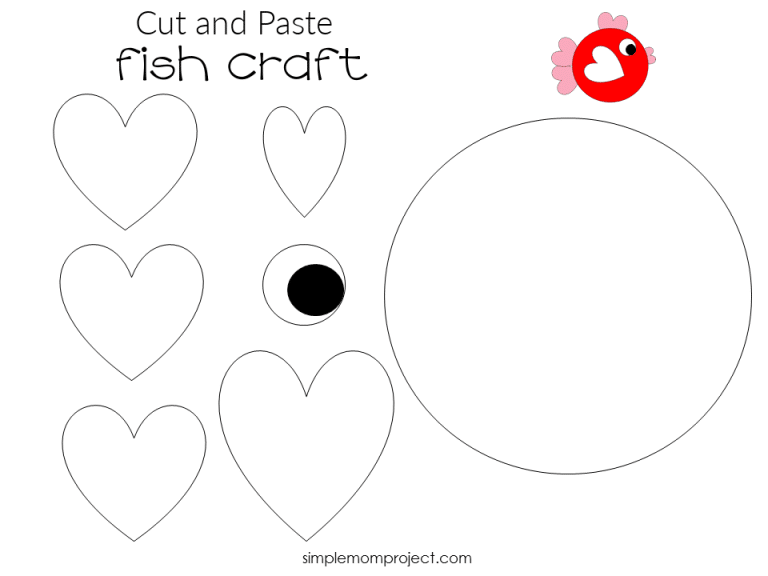 Free Printable Cut and Paste Heart Fish Craft with Fish Template ...