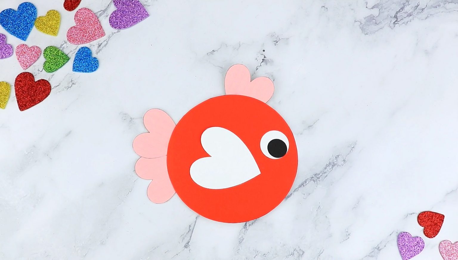 Free Printable Cut and Paste Heart Fish Craft with Fish Template