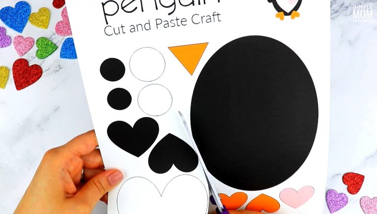 Free Printable Simple Heart Penguin Art Project