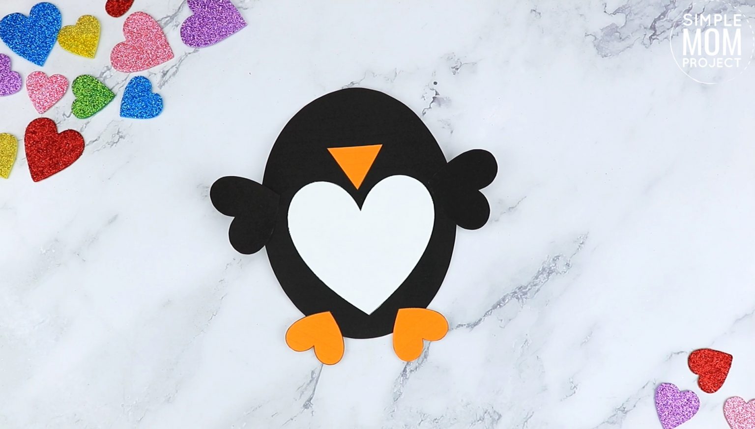 Free Printable Simple Heart Penguin Art Project