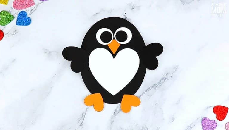 Easy & Fun Heart Penguin Art Project – Free Printable Template