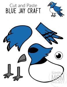 Free Printable Cut and Paste Blue Jay Craft - Simple Mom Project