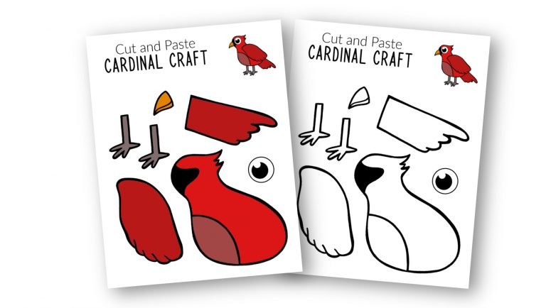Easy and Free Printable Cut and Paste Cardinal Craft for Kids