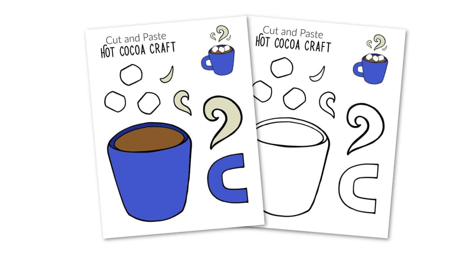 Free Printable Hot Chocolate Mug Cut and Paste Craft - Simple Mom Project
