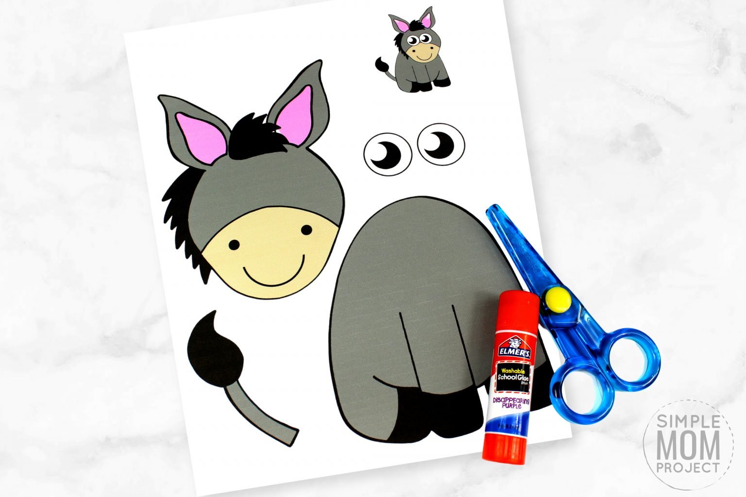 Cut and Paste Donkey Craft with Free Donkey Template