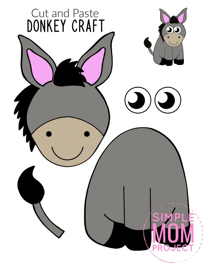 Cut and Paste Donkey Craft with Free Donkey Template – Simple Mom Project