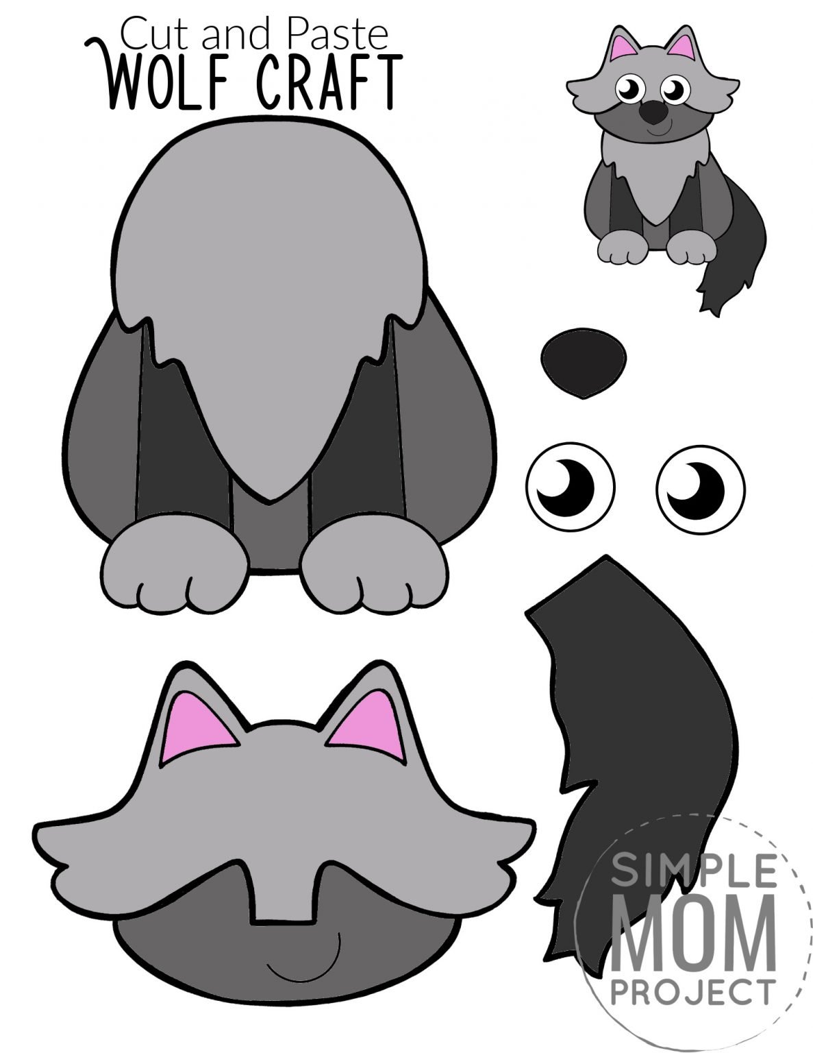 Free Printable Wolf Craft with Free Wolf Template