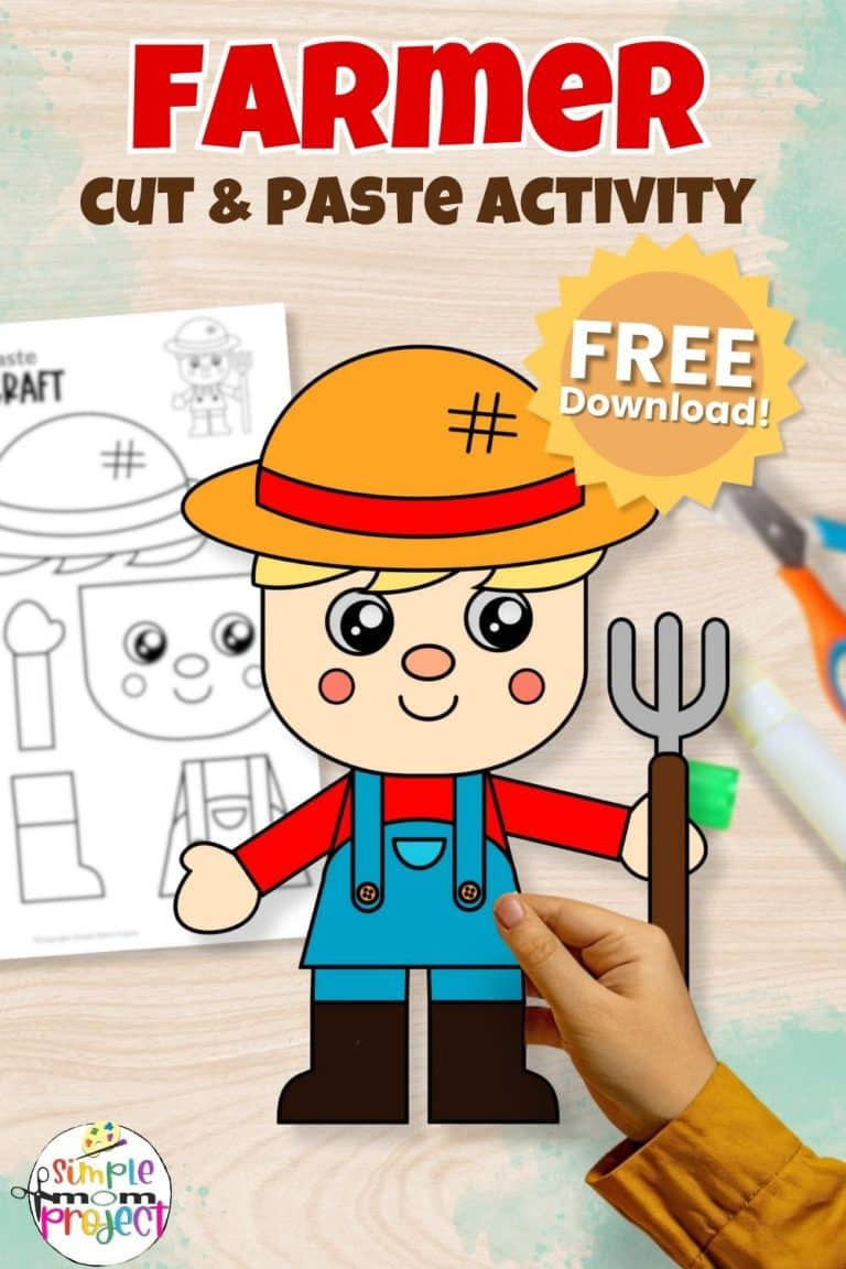 Free Printable Farmer Cut and Paste Craft for Kids - Simple Mom Project
