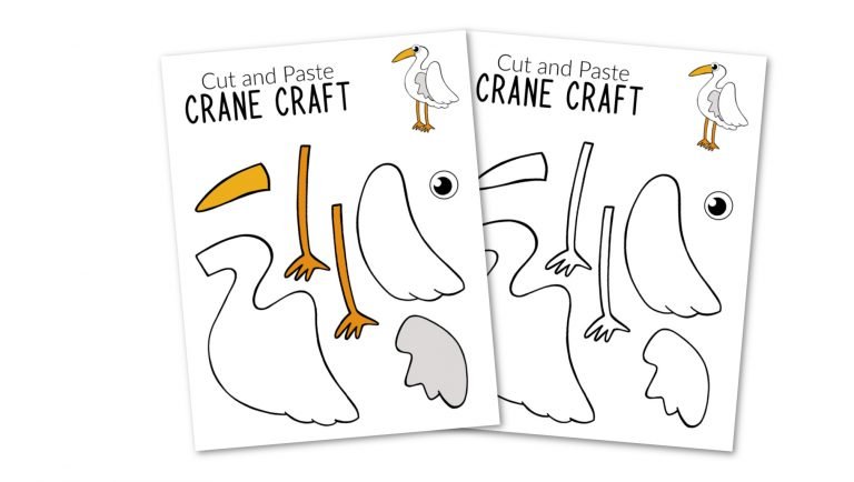 Cut and Paste Crane Bird Craft with Free Crane Template