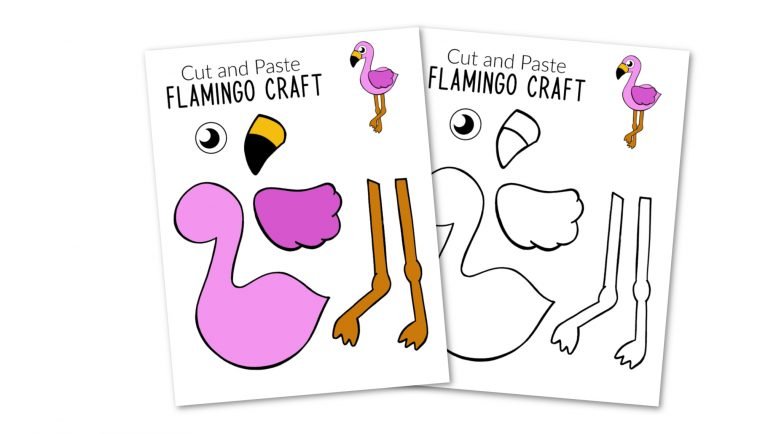 Easy Cut and Paste Flamingo Craft with Free Template