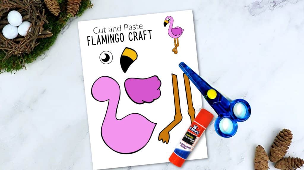 Easy Cut and Paste Flamingo Craft with Free Template