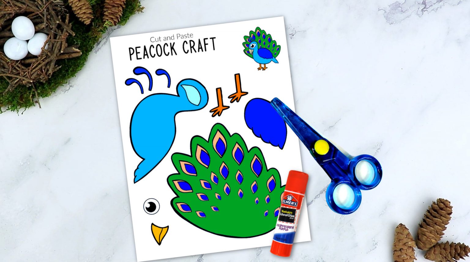 Free Printable Peacock Craft with Peacock Template – Simple Mom Project