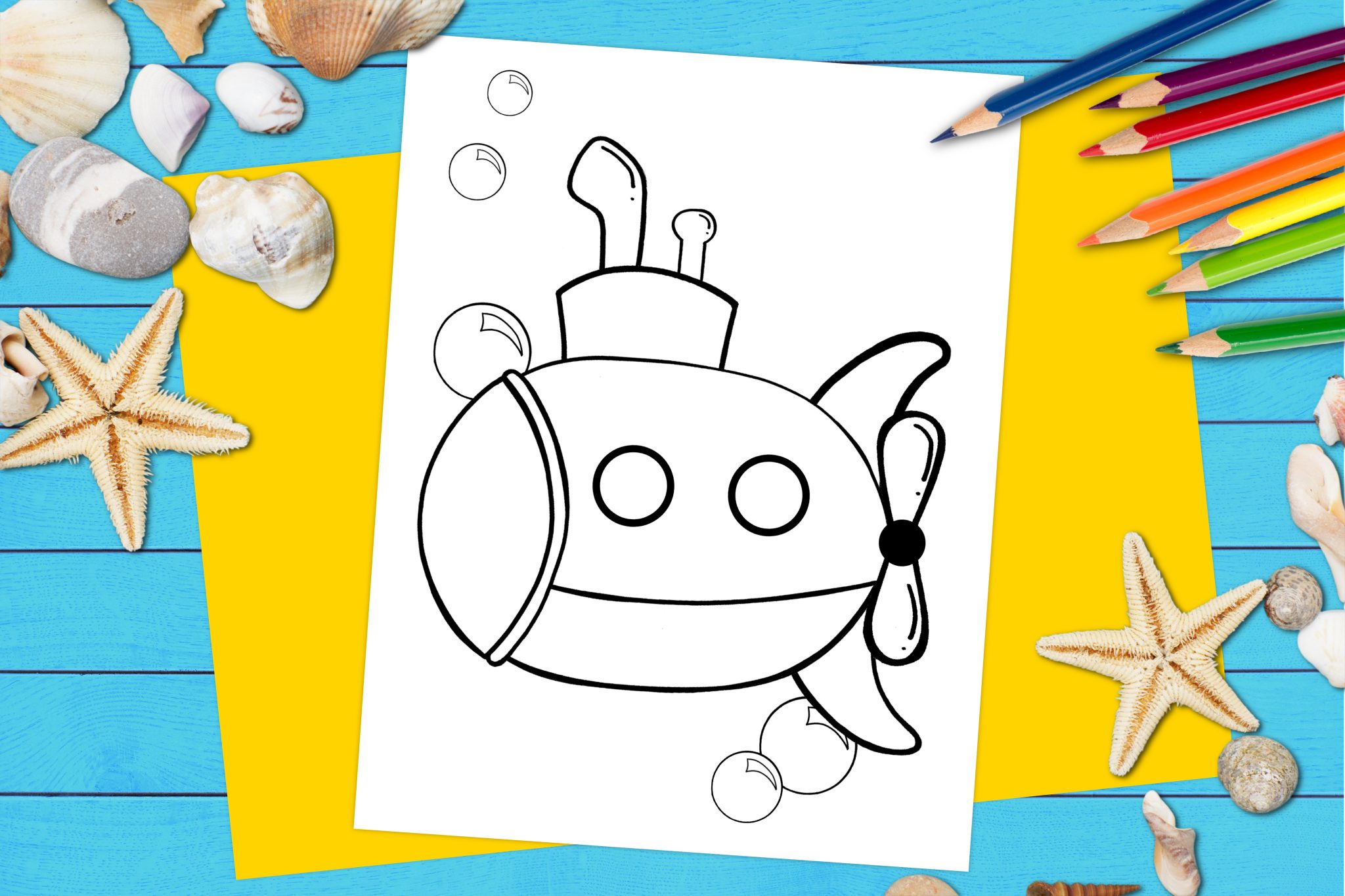 Free Printable Submarine Coloring Page - Simple Mom Project