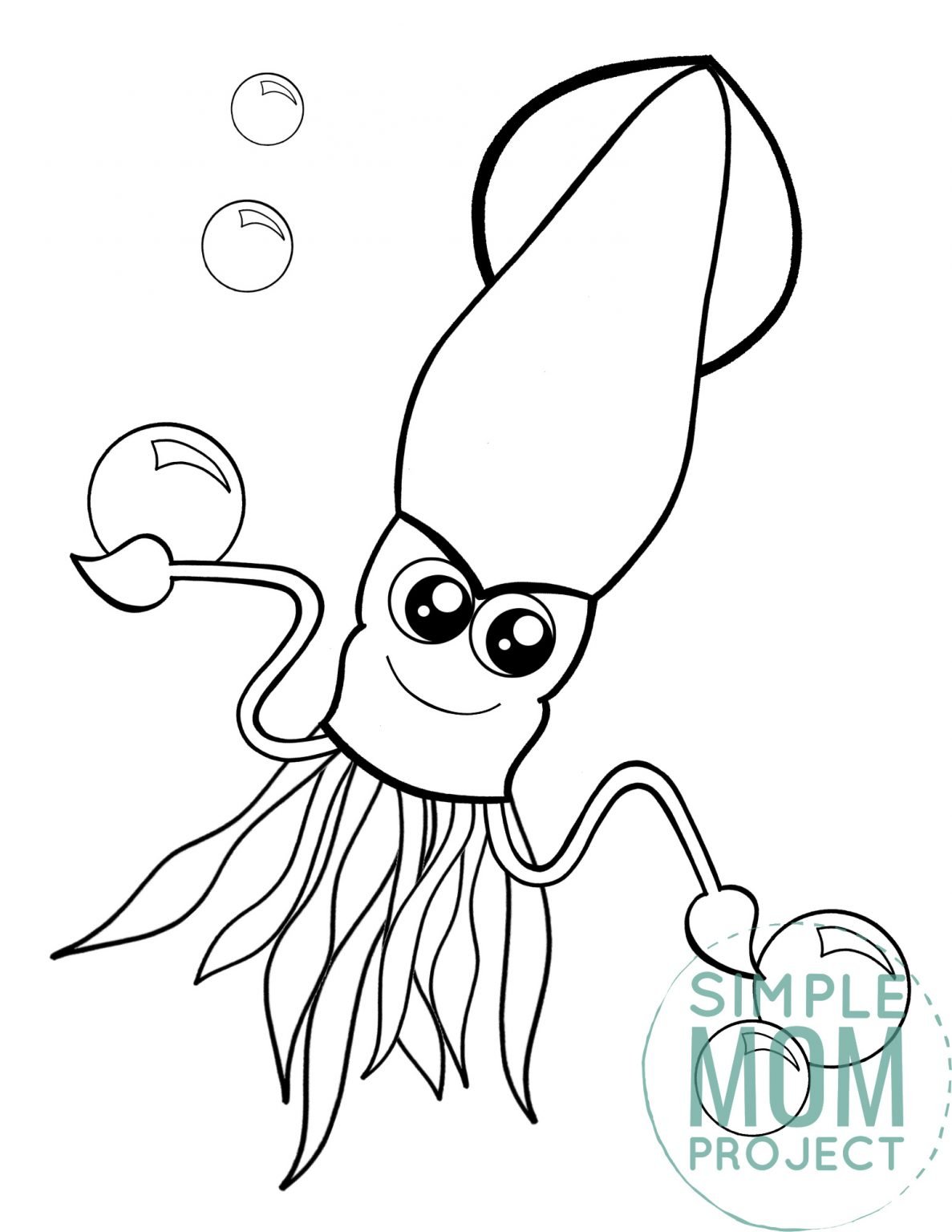 Free Printable Squid Coloring Page - Simple Mom Project