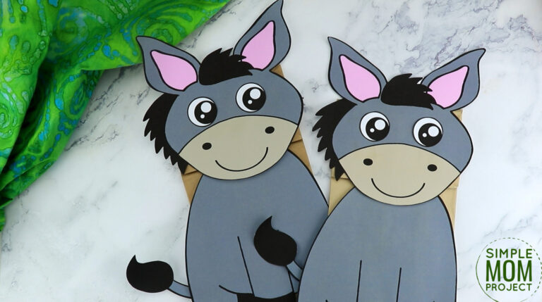 Free Printable Donkey Paper Bag Puppet Template - Simple Mom Project