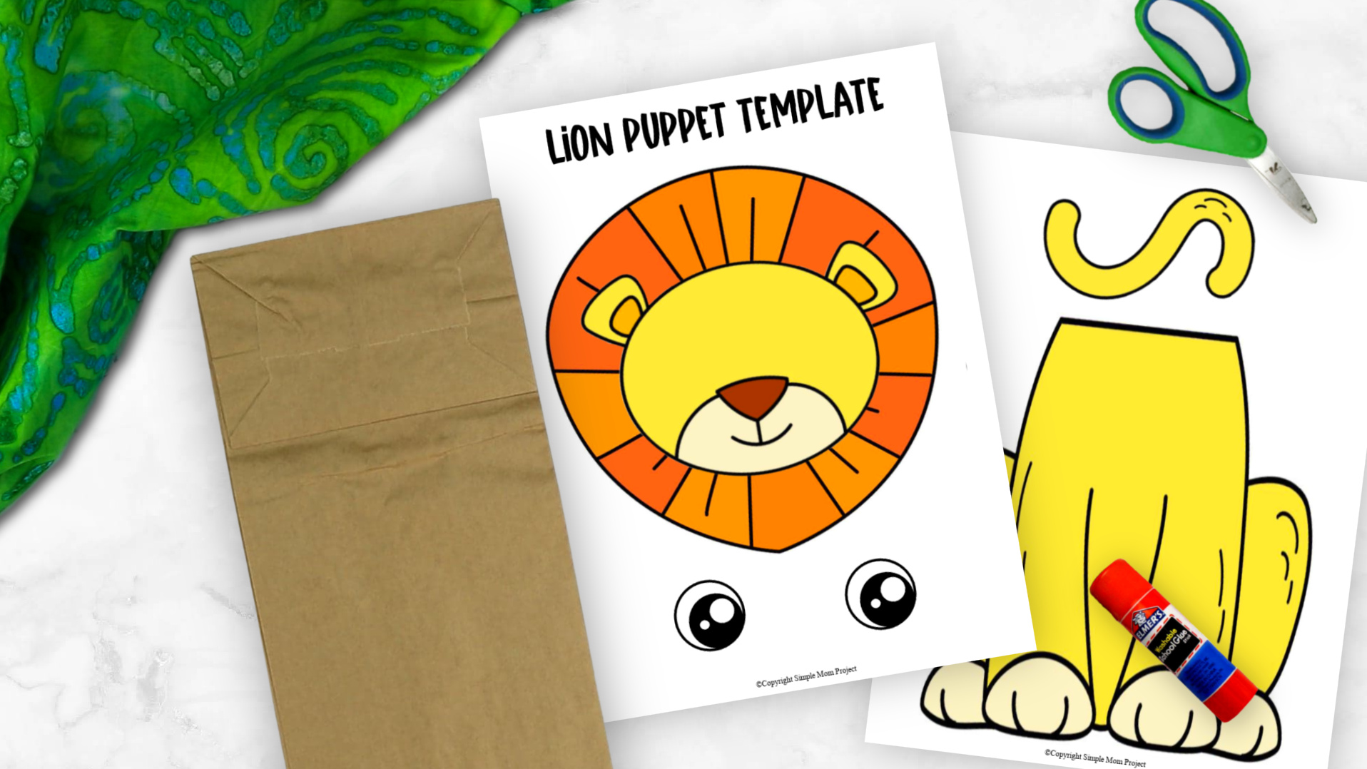 Free Printable Lion Paper Bag Puppet Template Simple Mom Project