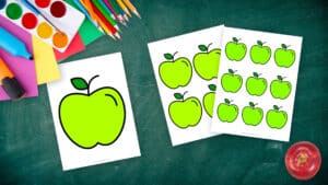 Red and Green Apple Templates in Large, Medium and Small