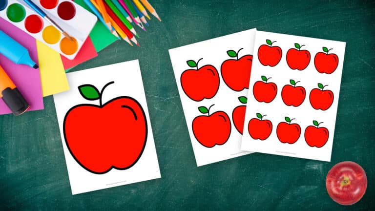 Red and Green Apple Templates in Large, Medium and Small