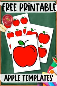 Red and Green Apple Templates in Large, Medium and Small