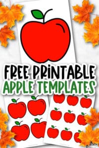 Red and Green Apple Templates in Large, Medium and Small